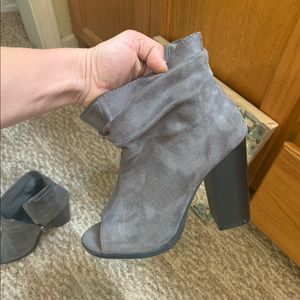 Shoes | Gray Boutique Peep Toe Bootie W Slouchy Ankle | Poshmark